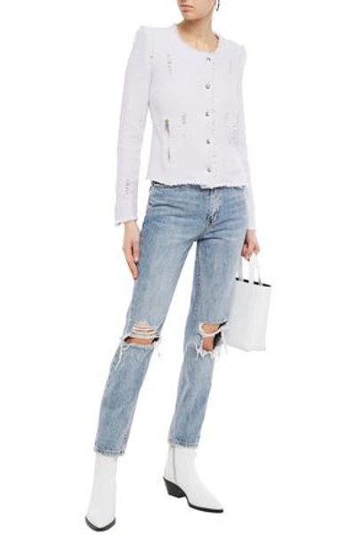 Iro Agnette Distressed Cotton-blend Bouclé-tweed Jacket In Lilac | ModeSens