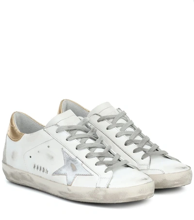 Golden Goose Superstar Sneakers In Silver Leather | ModeSens