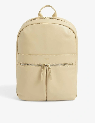 Knomo Mayfair Beauchamp Leather And Nylon Backpack In Trench Beige ...
