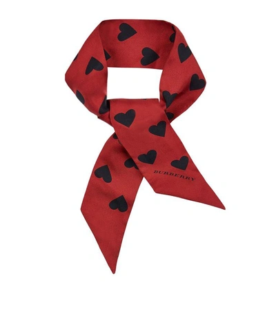 Burberry Slim Silk Heart Scarf In Red | ModeSens