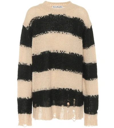 Acne Studios Kantonia Striped Distressed Knitted Sweater In Distressed ...