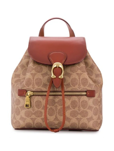 Coach Evie Backpack In Signature Canvas In Tan/rust/brass | ModeSens