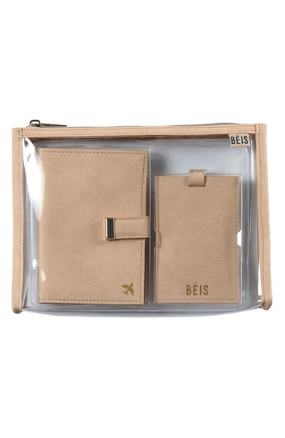 Beis The Travel Set Passport Wallet, Pouch & Luggage Tag In Beige ...
