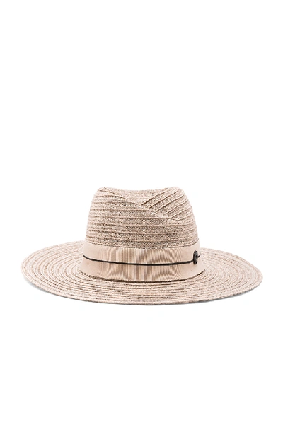 Maison Michel 'virginie' Petersham Band Canapa Straw Hat In Light Rose ...
