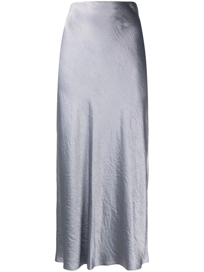 Vince Japanese Satin Slit Skirt In Blue | ModeSens