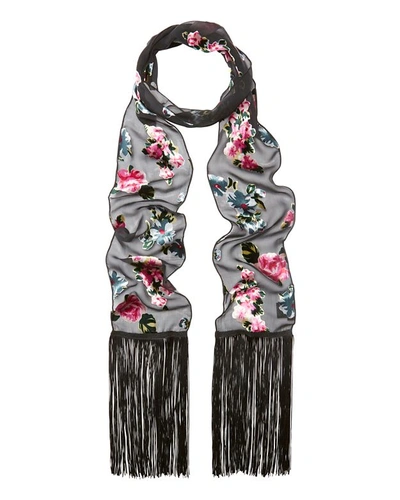 Anna Sui Rose Velvet Fringe Scarf | ModeSens