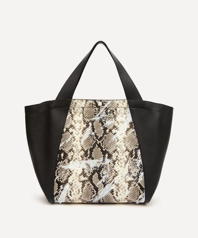 Maison Margiela Python Print Leather Tote Bag In Black | ModeSens