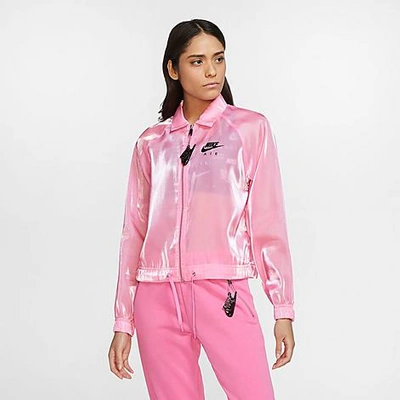 Nike Air Zip Up Sheen Jacket In Pink Glow/ Black | ModeSens