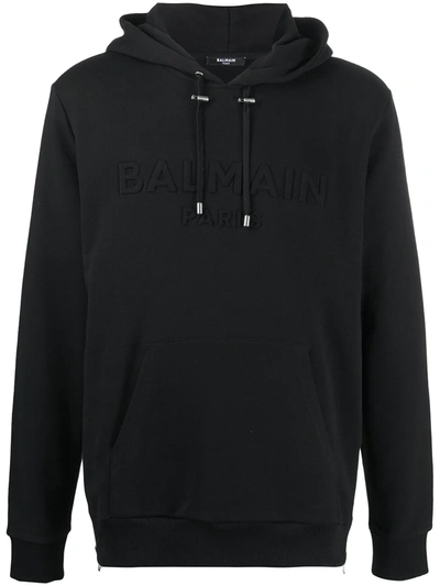 Balmain Embroidered Logo Hoodie In Black | ModeSens