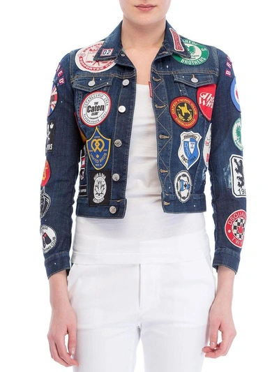 Dsquared2 Dsquared Patch Applique Women Denim Jacket In Blue | ModeSens