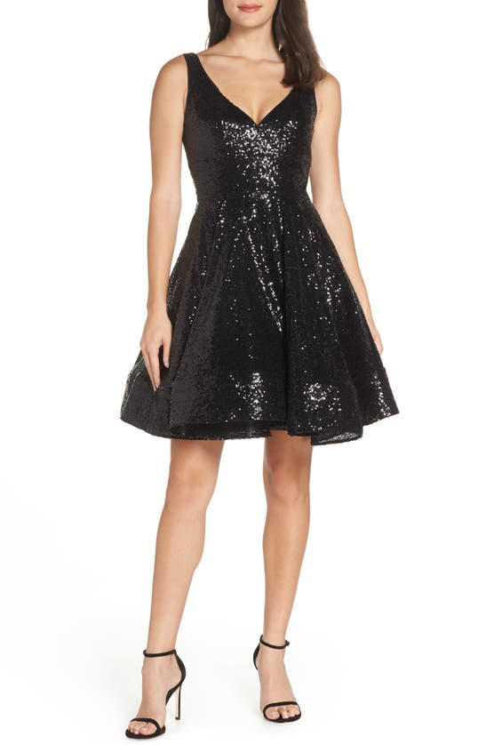 Mac Duggal Fit And Flare Cocktail Dress In Noir Modesens