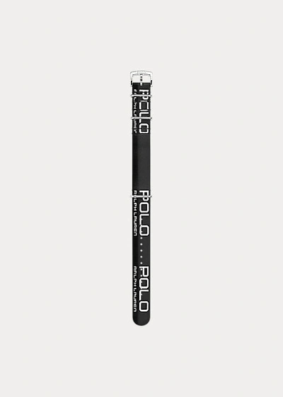 Polo Ralph Lauren Leather Sport Watch Strap In Black & White | ModeSens