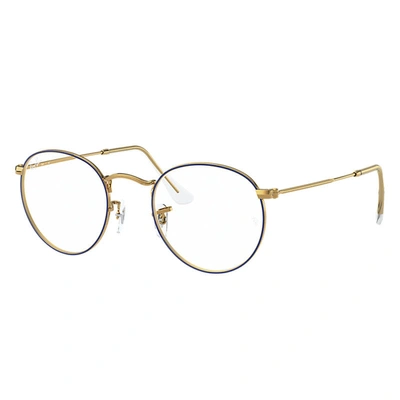Ray Ban Round Metal Optics Eyeglasses Shiny Gold Frame Clear Lenses 50 ...