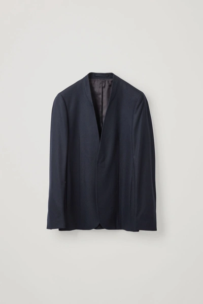 Cos Collarless Blazer In Navy | ModeSens