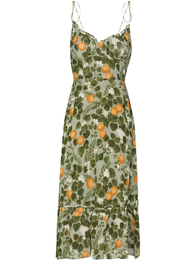 Reformation Embry Tie Strap Midi Dress In Green | ModeSens