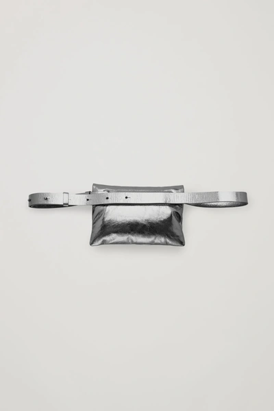 Cos Padded Leather Belt Bag In Silver | ModeSens