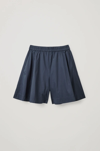 Cos Organic Cotton Skirt-effect Shorts In Blue | ModeSens