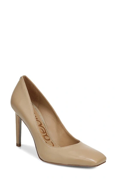 Sam Edelman Women's Beth Square Toe High Heel Pumps In Nude Leather ...