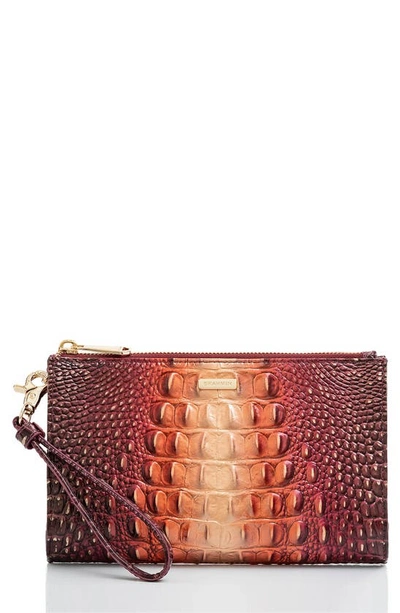Brahmin Daisy Tiger Stripe Croc Embossed Leather Wristlet In Sunset ...
