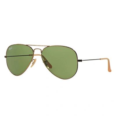 Ray Ban Aviator Distressed Rox_frame Gold Frame Green Lenses 58-14 ...
