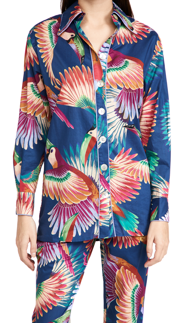 Farm Rio Colorful Toucans Pajama Shirt In Multi | ModeSens