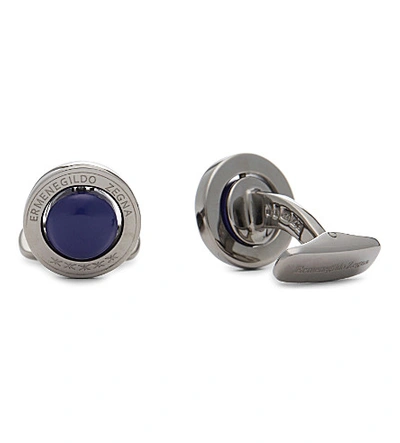 Ermenegildo Zegna Rotating Border Sterling Silver Cufflinks In Silver ...