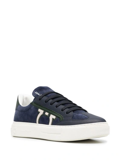 Ferragamo Men's Borg 5 Gancini Logo Suede/leather Sneakers In Blue ...
