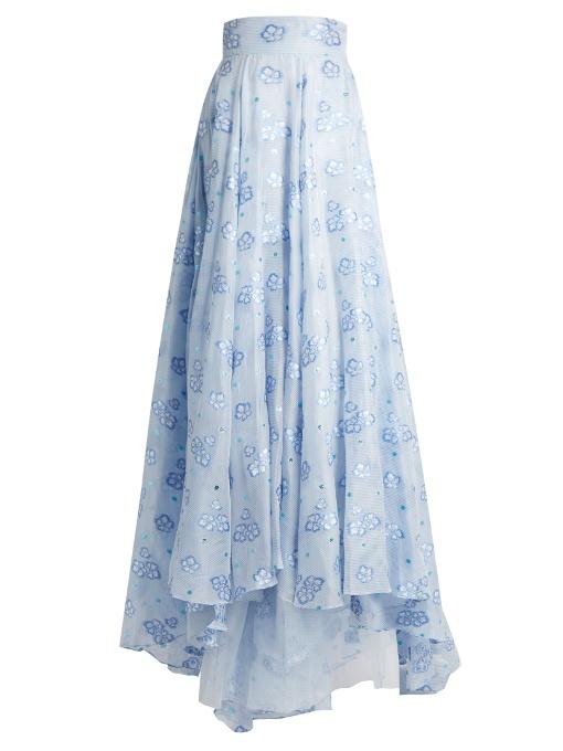 Luisa Beccaria Floral Fil CoupÉ Organza Skirt In Blue Print | ModeSens