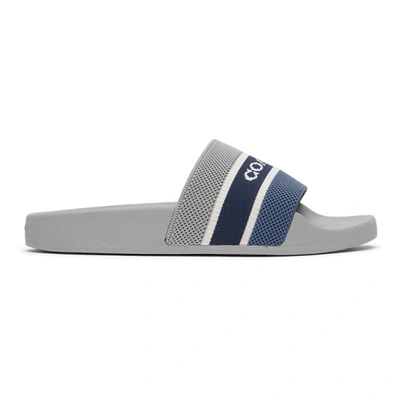 Coach Grey & Navy Knit Logo Sandals In Washsteelna | ModeSens
