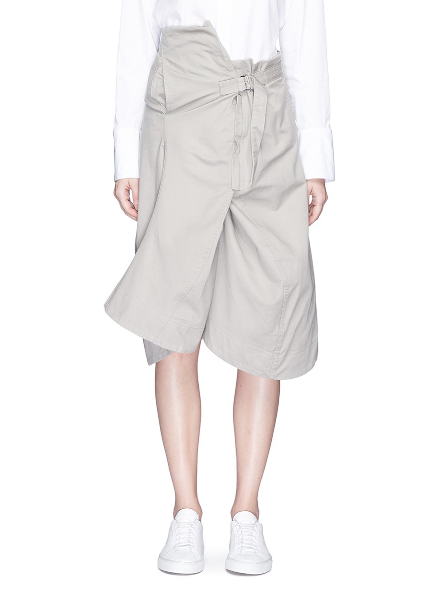 Bassike Asymmetric Belted Cotton Drill Skirt | ModeSens