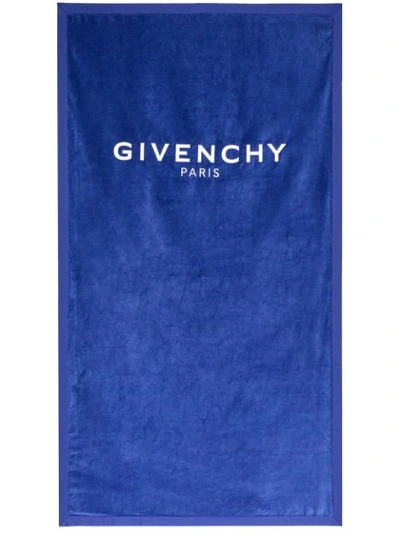 Givenchy Logo Embroidered Towel In Blue | ModeSens