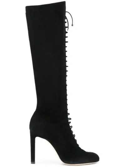 Jimmy Choo Desiree 100 Black Cashmere Suede Knee High Boots | ModeSens