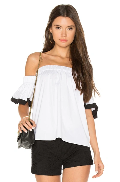 Milly Bare Shoulder Top In White. In White & Black | ModeSens