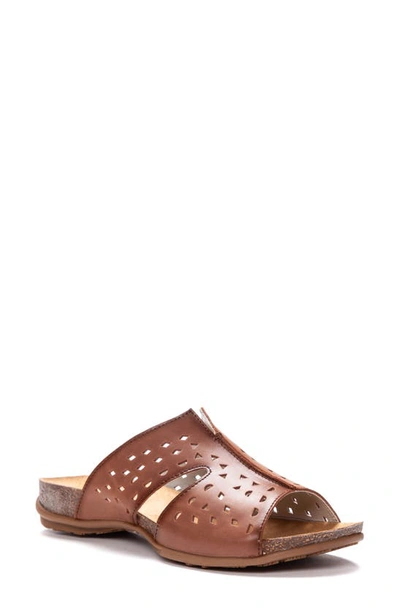 Propét Fionna Womens Leather Perforated Footbed Sandals In Brown | ModeSens