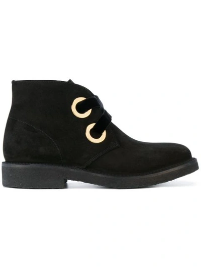 Rupert Sanderson Lester Velvet-trimmed Suede Ankle Boots In Black ...