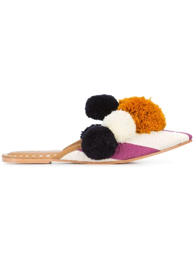 Figue Iris Striped Pompom Mule In Multi | ModeSens