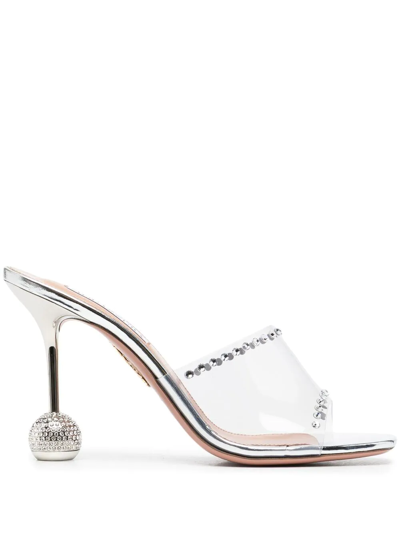 Aquazzura Secrets Transparent Crystal-sphere Mule Sandals In Silber ...