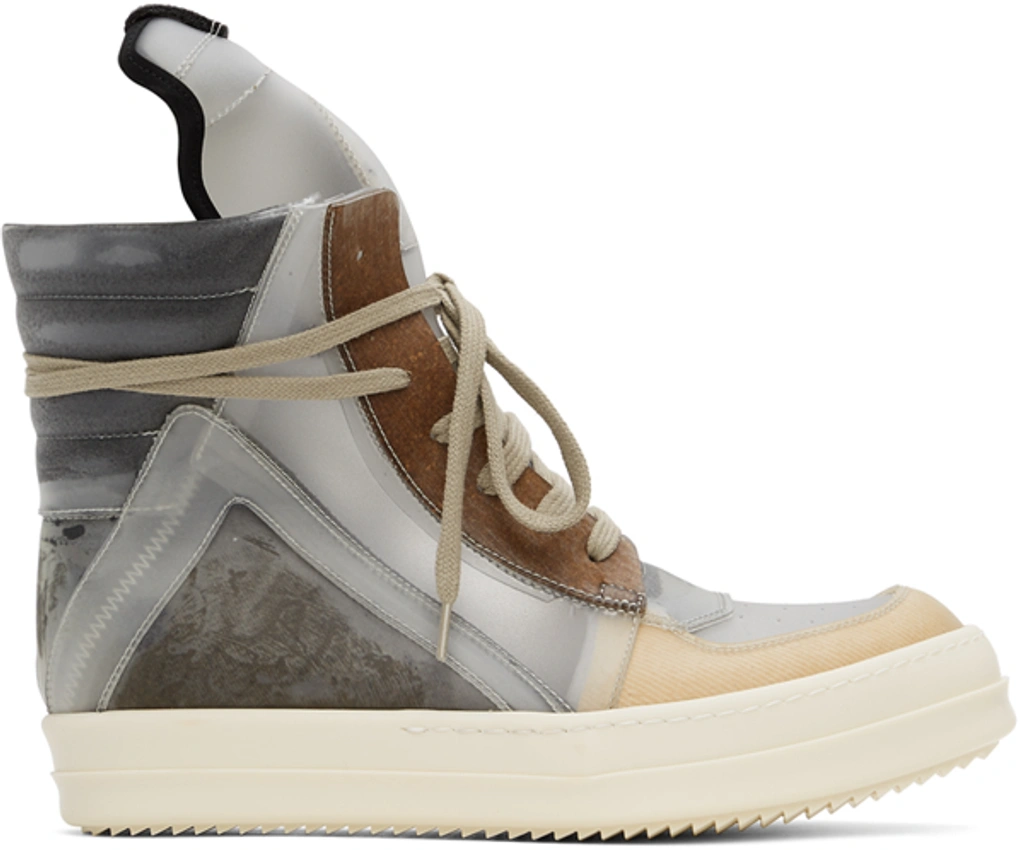 Rick Owens Transparent Geobasket High Sneakers In 1011 Trans Rick Owens Transparent Geobasket High Sneakers In 1011 Trans