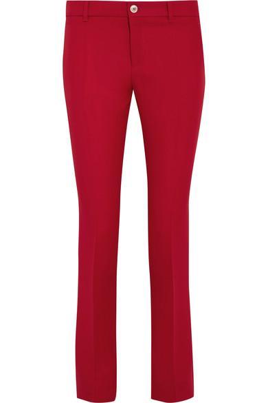 Gucci Wool And Silk-blend Crepe Flared Pants In Red | ModeSens