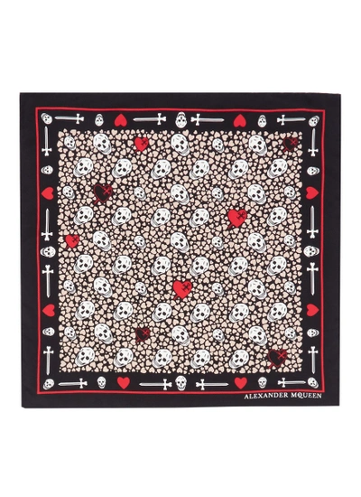 Alexander Mcqueen Heart Dagger Skull Print Silk Twill Scarf | ModeSens