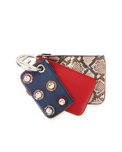 Fendi Triplet Key Ring Pouch Set In Blue | ModeSens