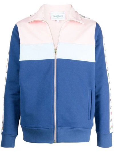 Casablanca Apres Tape-embroidered Cotton-jersey Jacket In Navy | ModeSens