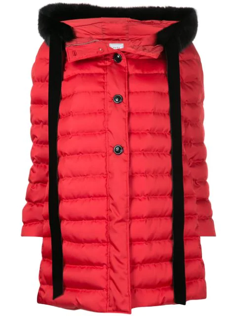 Miu Miu Fur-trimmed Puffer Coat In Red | ModeSens Miu Miu Fur-trimmed Puffer Coat In Red | ModeSens