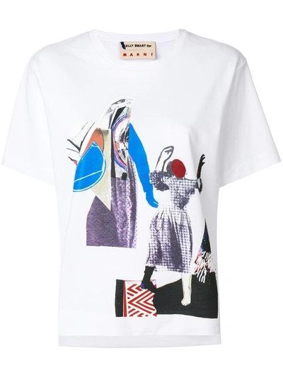 Marni X Sally Smart Collage Artwork Print T-shirt In Cobalt|bianco ...