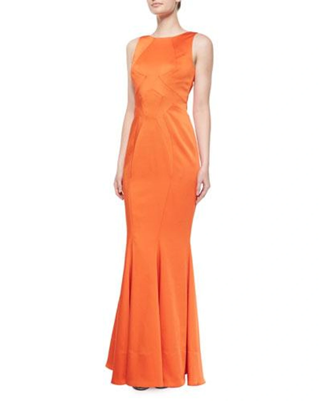 Zac Zac Posen Lydia Sleeveless Satin Mermaid Gown In Aztec Sun | ModeSens