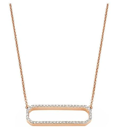 Monica Vinader Naida Open Rectangle Rose Gold-vermeil And Diamond ...