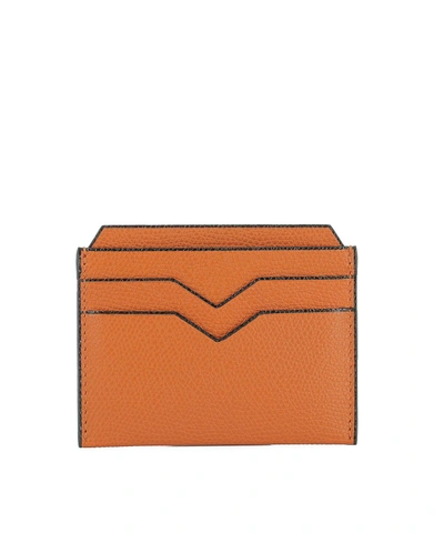 Valextra Orange Leather Card Holder | ModeSens