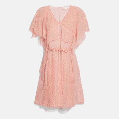 Coach Mini Viscose Party Dress In Pink/white | ModeSens
