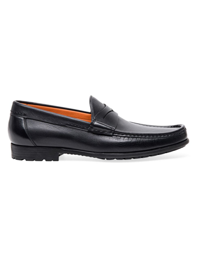 Santoni Ascott Leather Penny Loafers In Black | ModeSens
