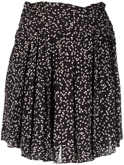 Isabel Marant Étoile Calista Square Dot Print Skirt In Black | ModeSens